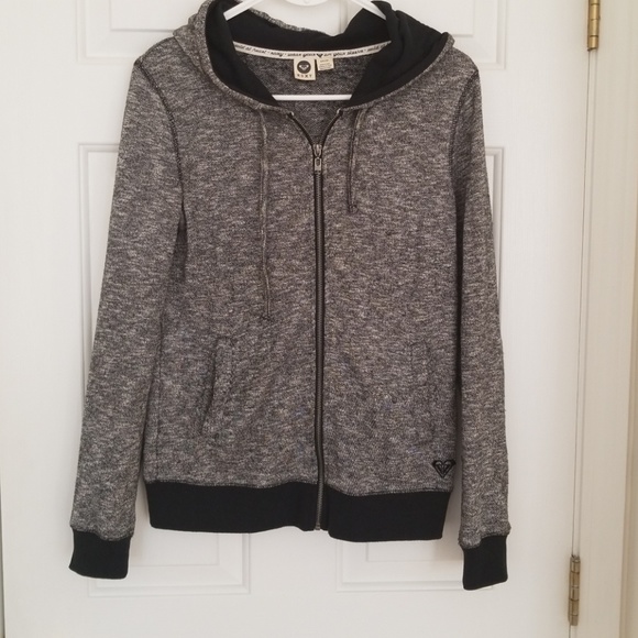 Roxy | Sweaters | Very Nice Roxy Black And Gray Sweater With Hoodie ...